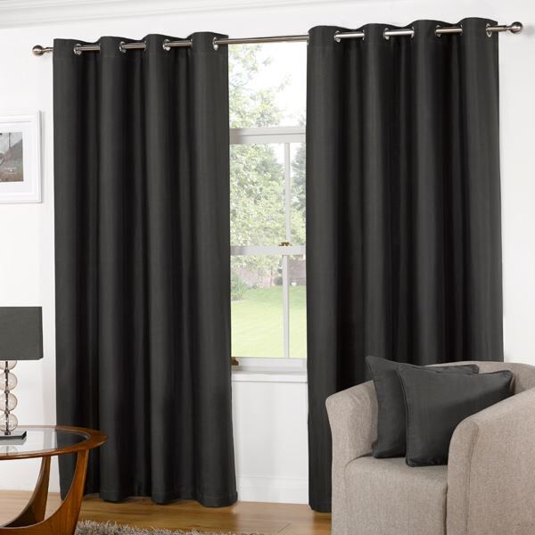 K Living Manhattan Plain Panama Unlined Eyelet Curtains, Pewter, 90 x ...